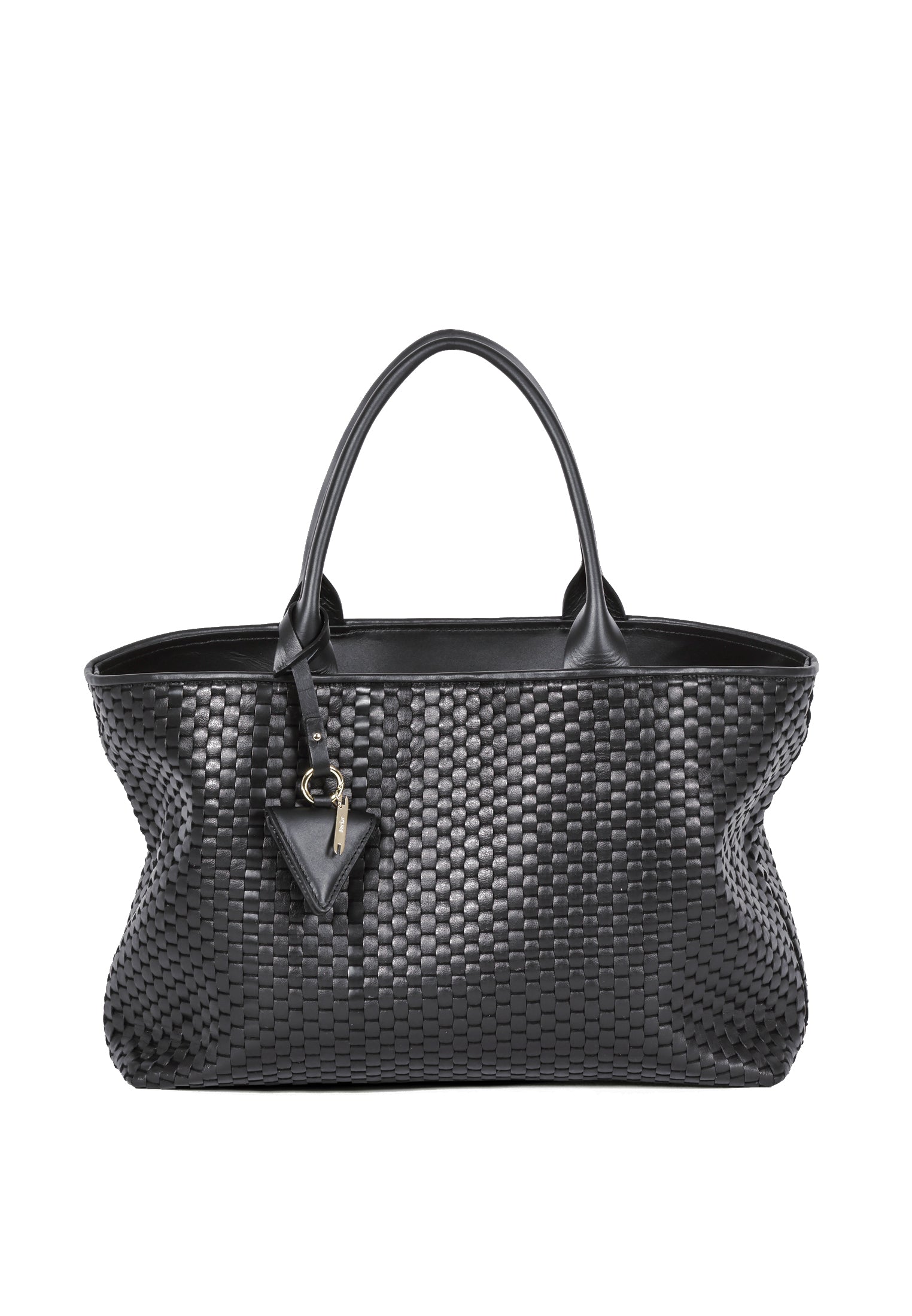 60 Medium Shopping Bag Black - Italian Woven Leather Tote | Parise